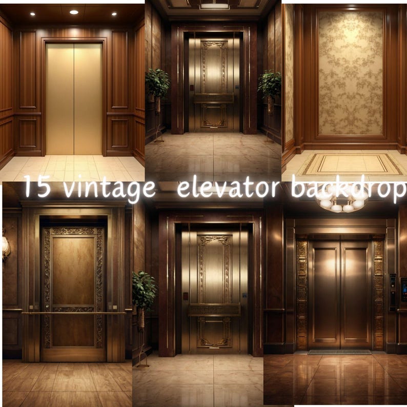Vintage Elevator Digital Backdrop: Art Deco Photography Overlay (JPEG ...