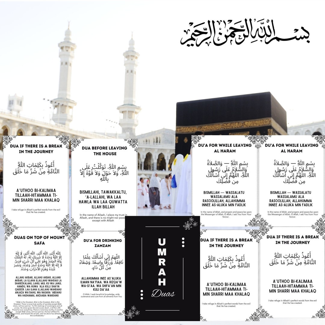 Premium Umrah Dua Printable Umrah Black Cards Umrah Guide Printable ...