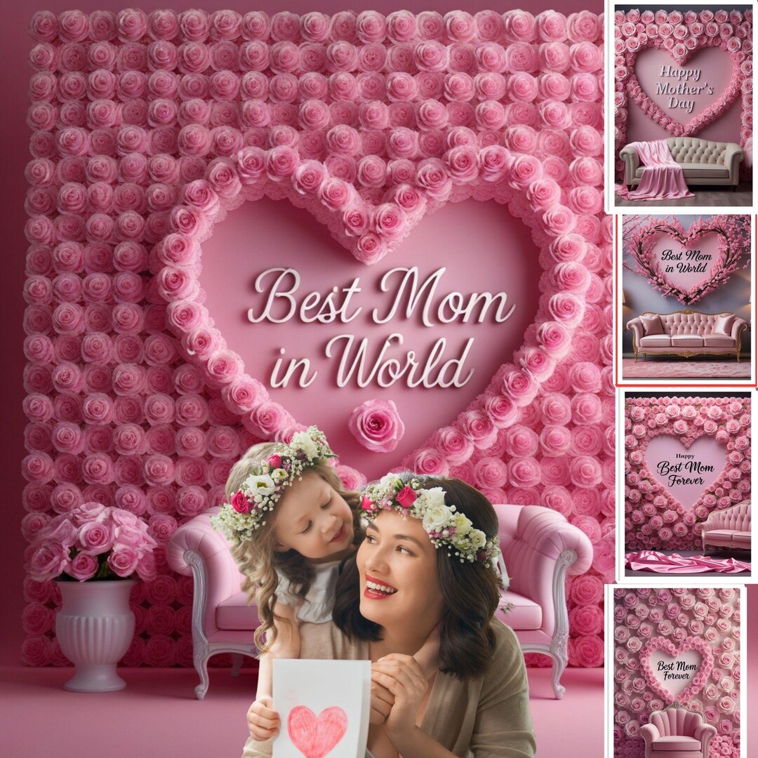 40 Pink Floral Mother Day Backdrops | Mother's Day Backdrop Bundle ...