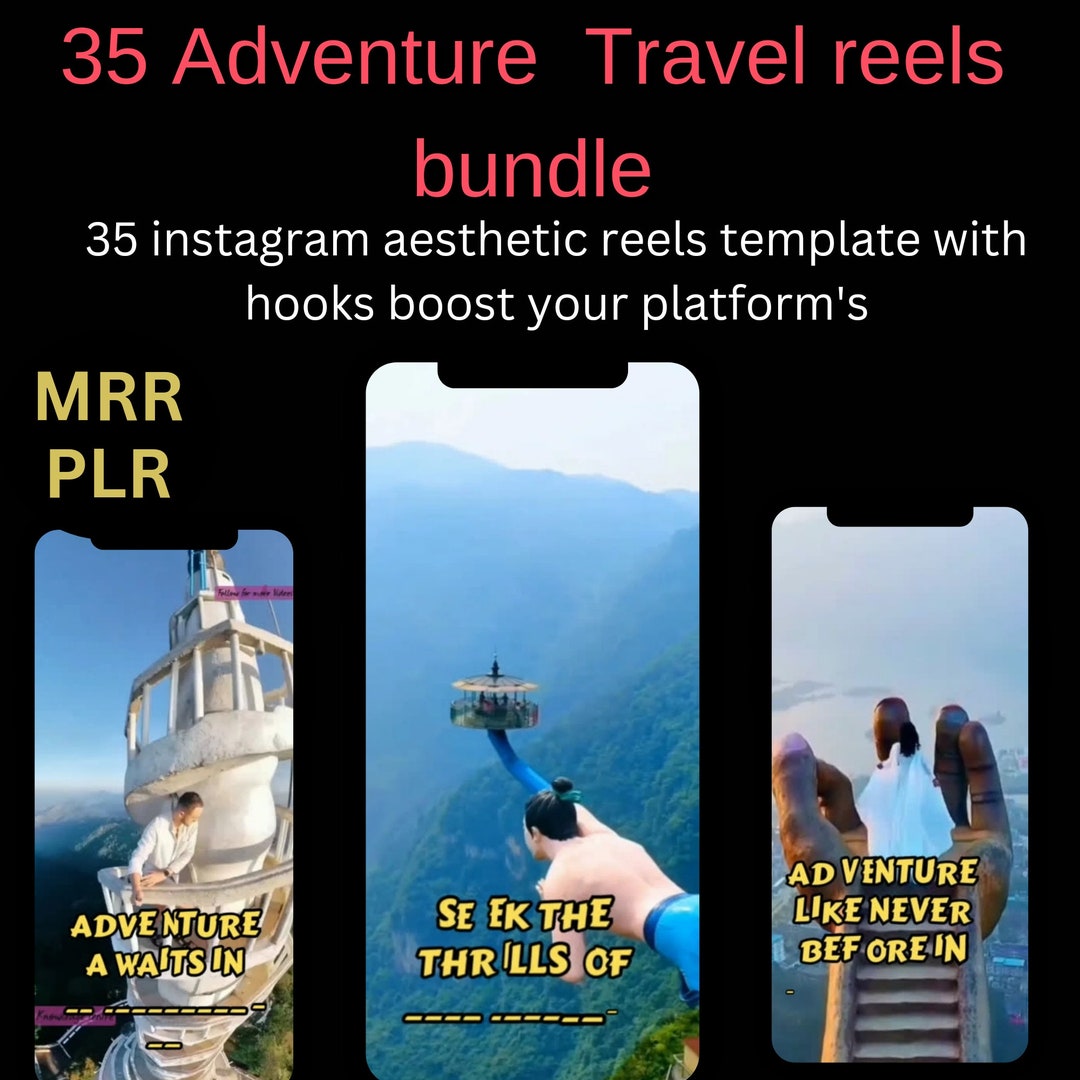 35 Adventure Travel Reels: Canva Templates With Hooks (MRR & PLR) - Etsy