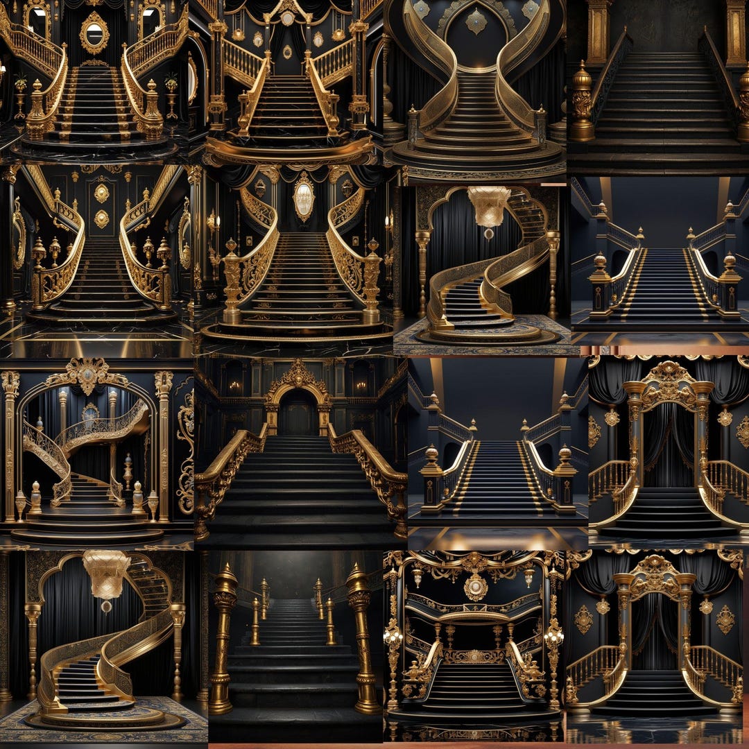 Black and Golden Stairs Backdrop: Luxurious Royal Awards (digital ...