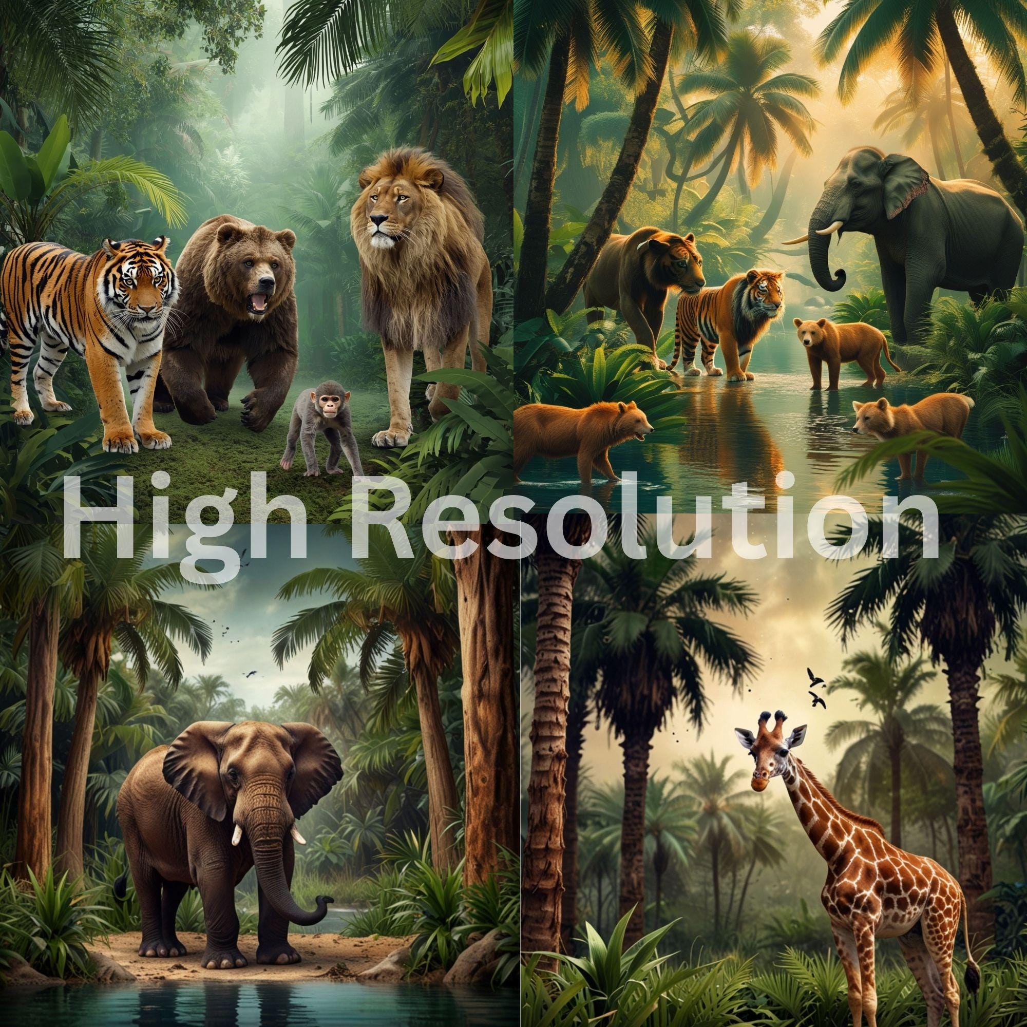 Jungle Safari Digital Backdrop: 50+ Animal Photography Backgrounds ...