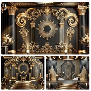 Golden Podium Stage Backdrop: Royal Awards, Glamorous Events (JPG) - Etsy