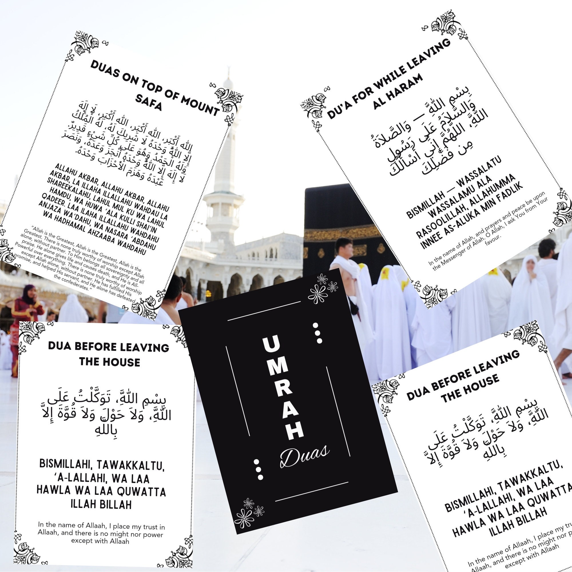 Premium Umrah Dua Printable Umrah Black Cards Umrah Guide - Etsy