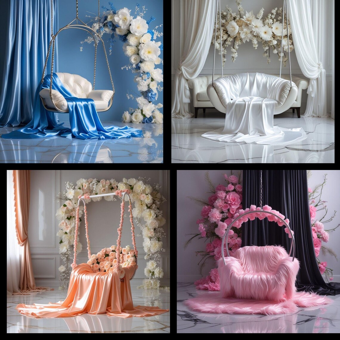 Floral Swing Chair Digital Backdrop: Maternity & Newborn Overlay (JPG ...