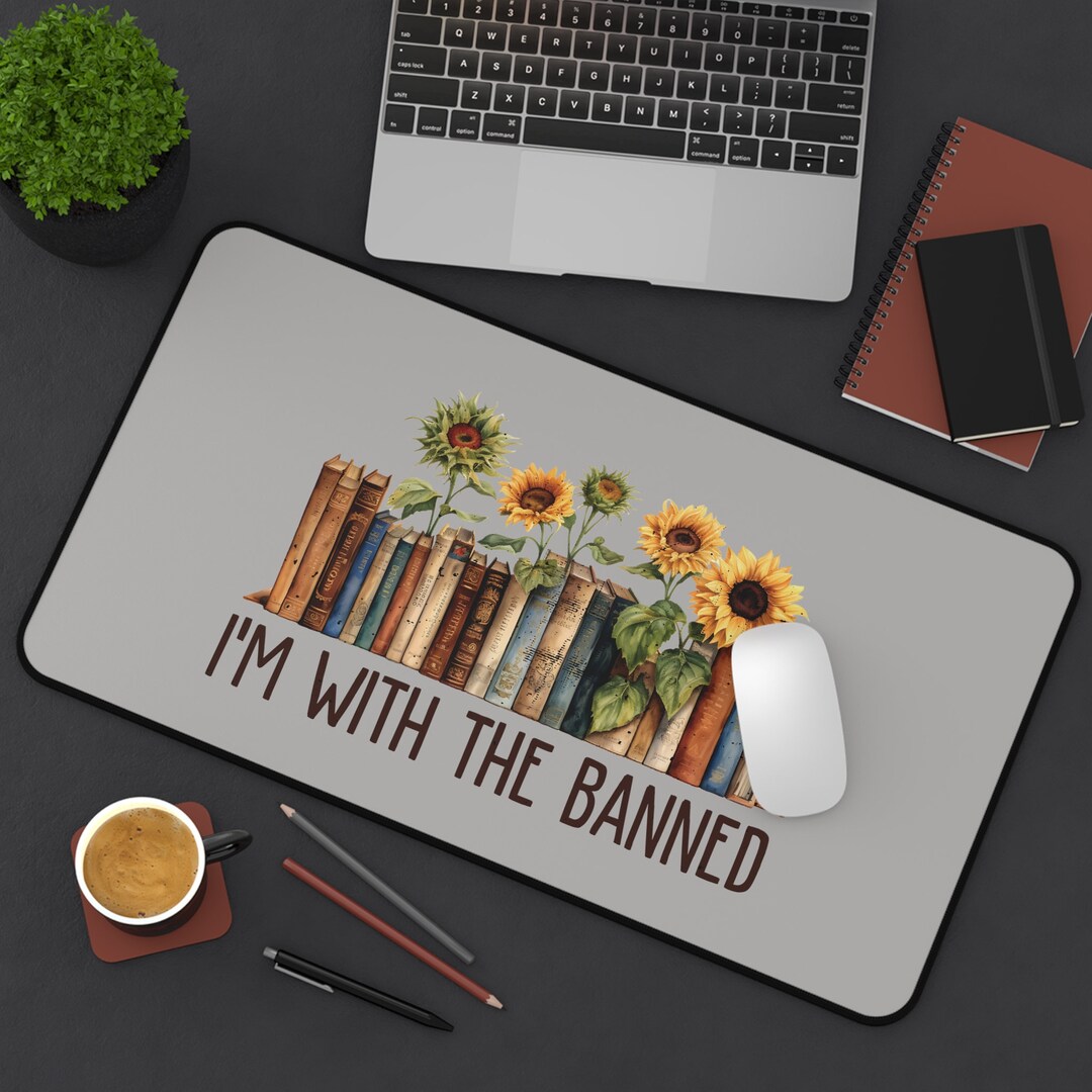 I'm With the Banned Desk Mat, Book Desk Mat, Vintage Desk Mat, Books ...