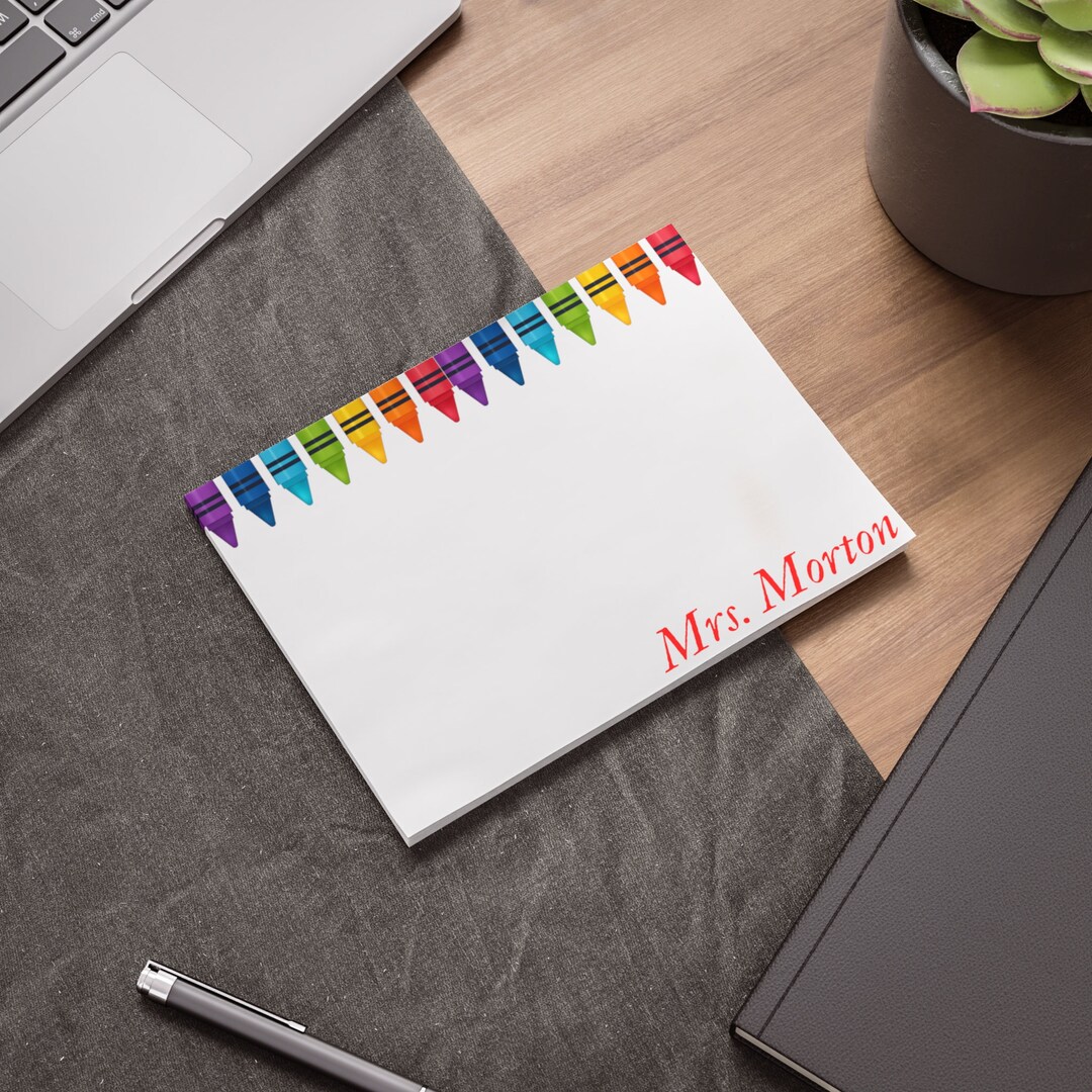 Teacher Sticky Note Teacher Notepad Crayon Sticky Note - Etsy