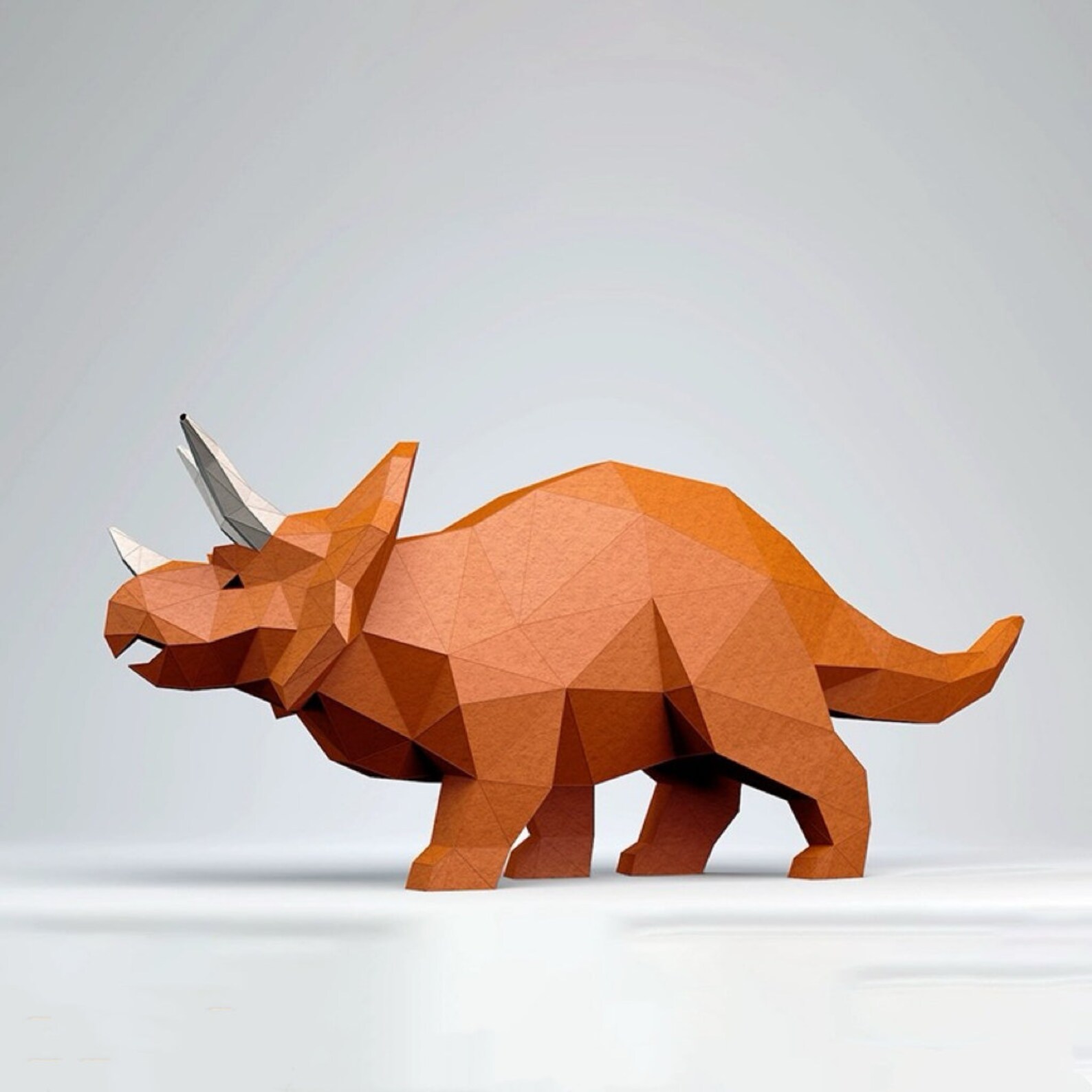 3D Dinosaur Triceratops Paper Craft, Low Poly, Paper Sculpture PDF ...