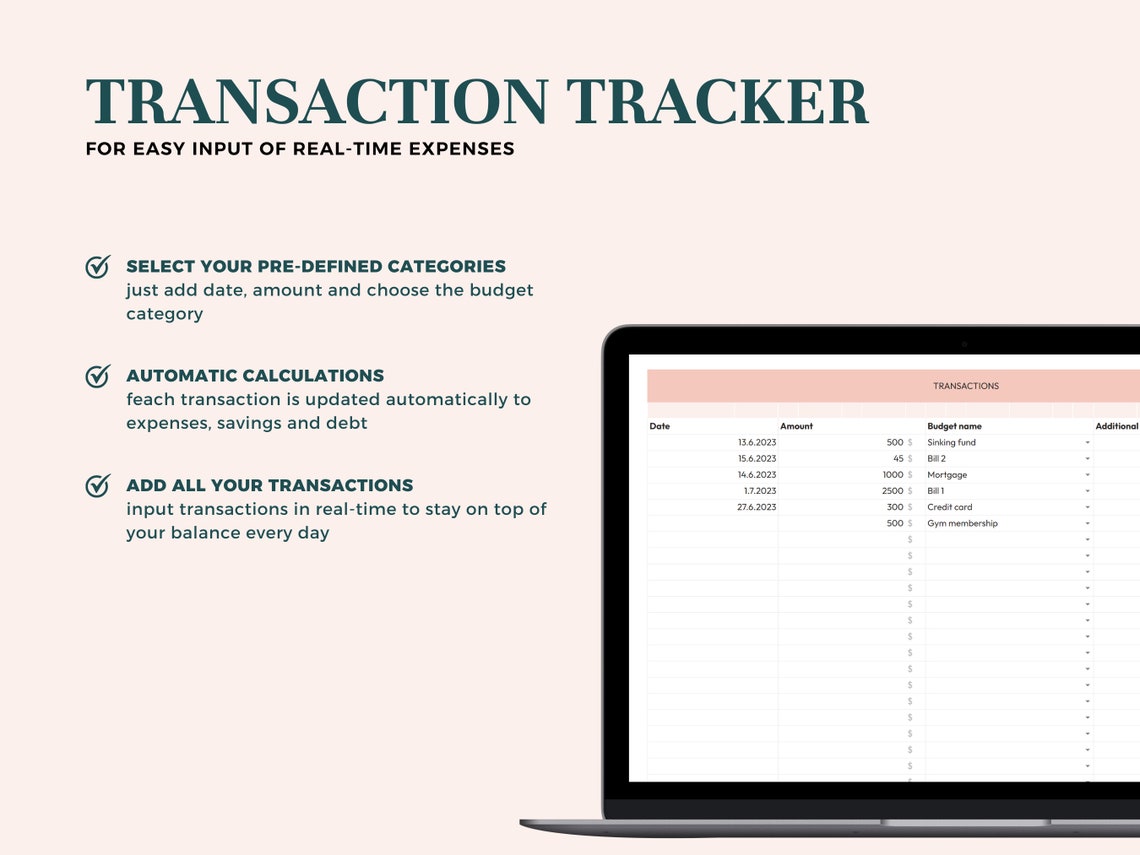 Monthly Budget Spreadsheet Template for Google Sheets Expenses Tracker ...