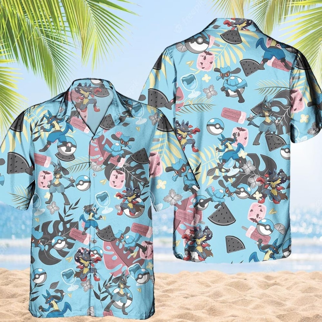 Pokemon Riolu Hawaiian Pattern Hawaii Shirt Aloha Anime - Etsy