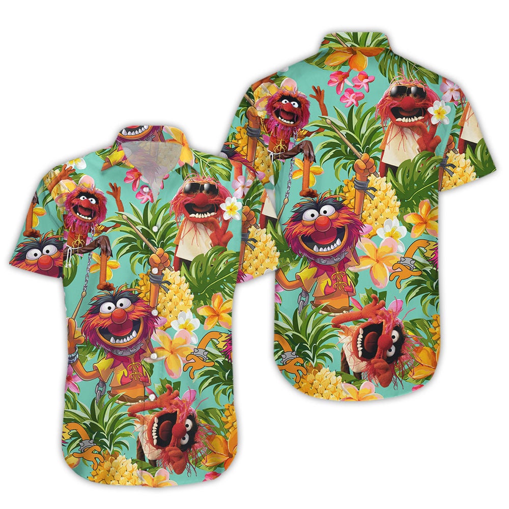 Muppet Hawaiian Shirt - Funny Muppet Animal With Tropical Pineapple ...