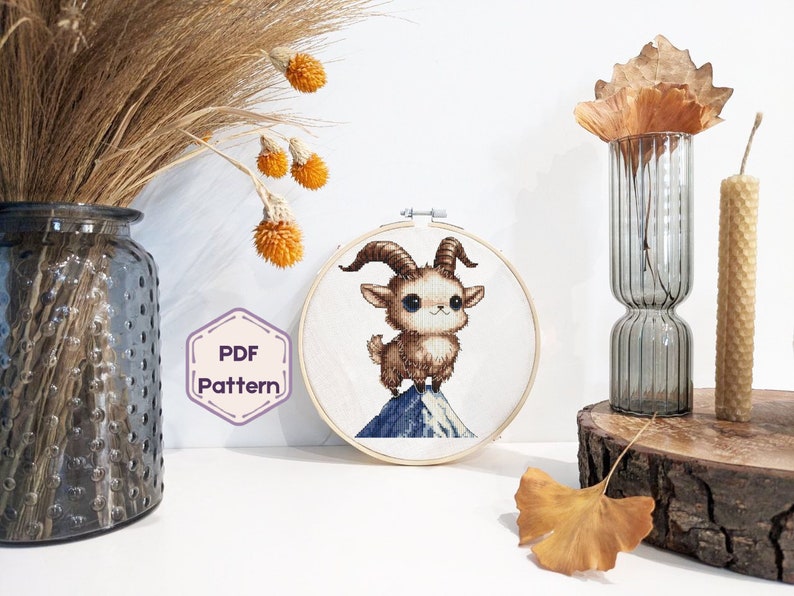 Cute Mountain Goat Cross Stitch Pattern, Kawaii Animal (PDF Pattern) - Etsy