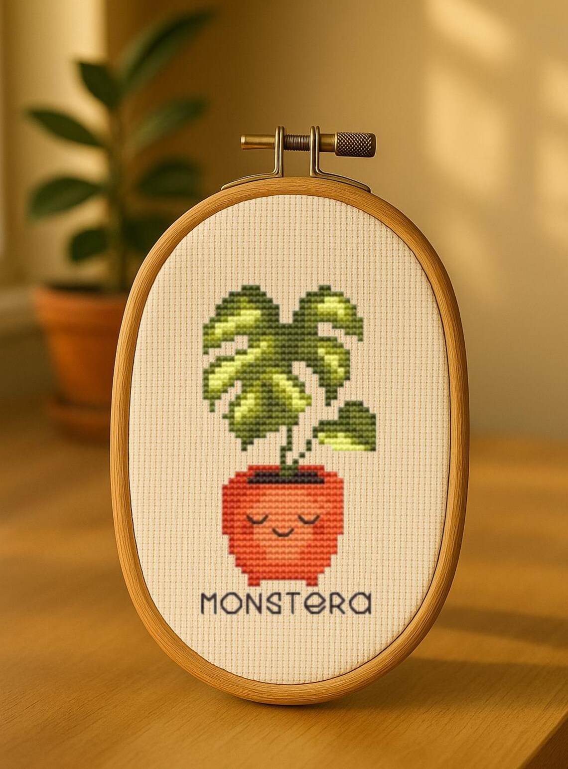 Monstera Cross Stitch Pattern.miniature Home Plant Embroidery .PDF ...