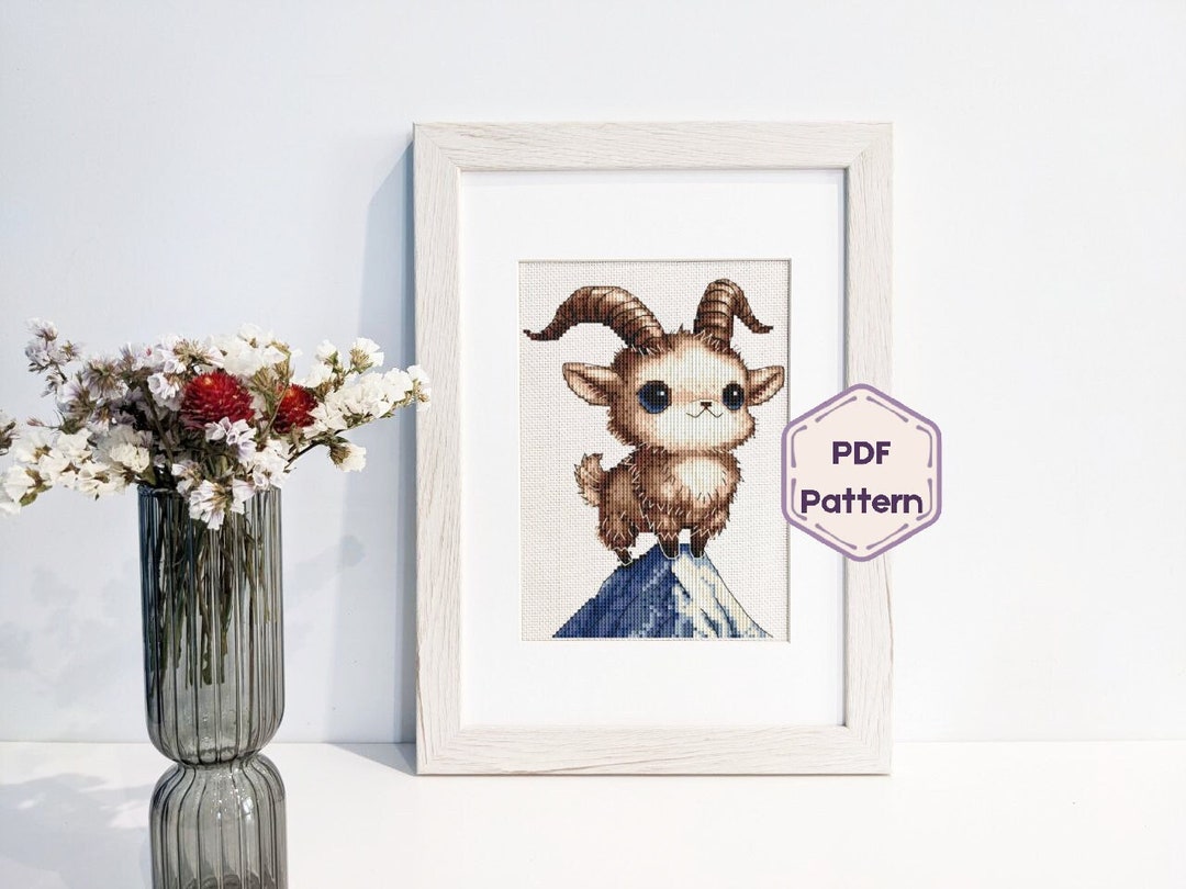 Cute Mountain Goat Cross Stitch Pattern ,embroidery PDF Pattern ...