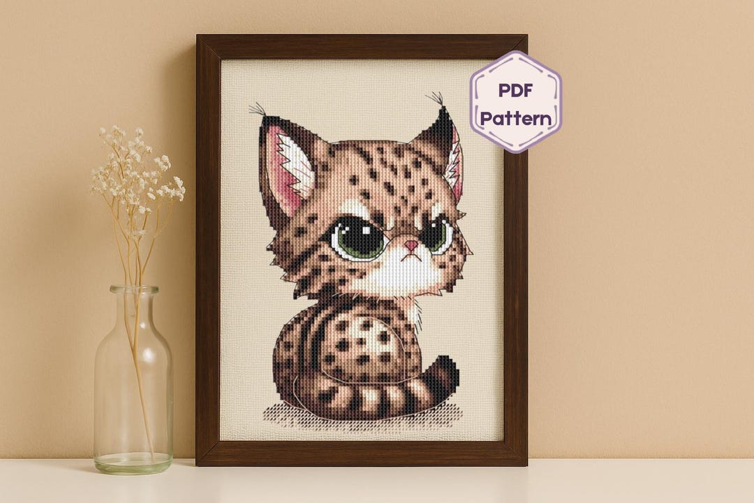 Grumpy Lynx Cross Stitch Pattern, Fantasy Designs (PDF Pattern) - Etsy