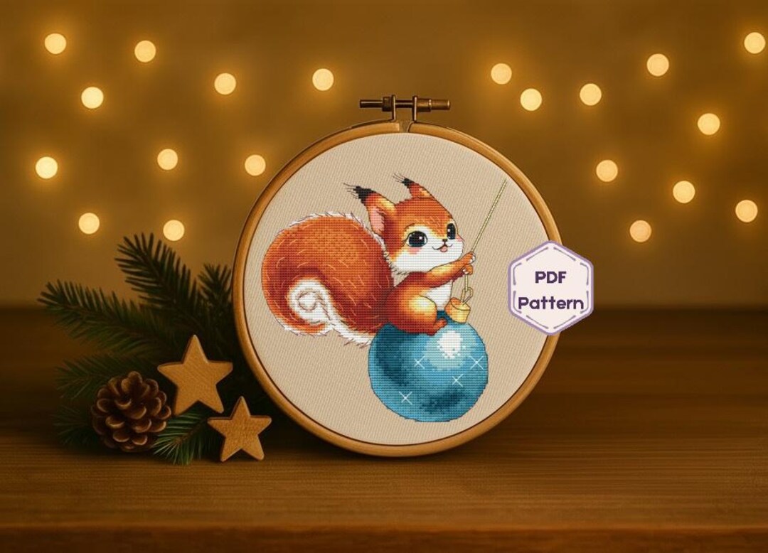 Cute Squirrel Embroidery Pattern. Fantasy Cross Stitch, Instant PDF ...