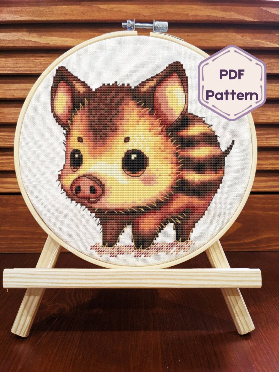 Cute Wild Boar Cross Stitch Pattern, Instant PDF Download. Embroidery ...