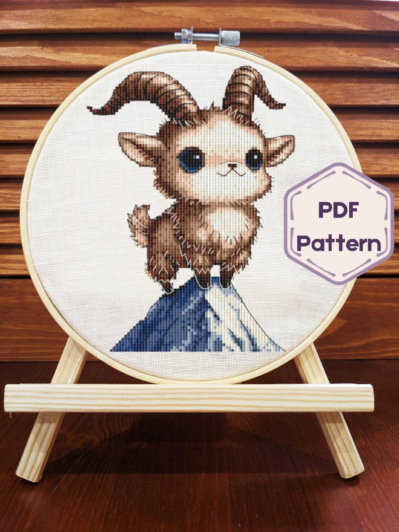 Cute Mountain Goat Cross Stitch Pattern, Kawaii Animal (PDF Pattern) - Etsy