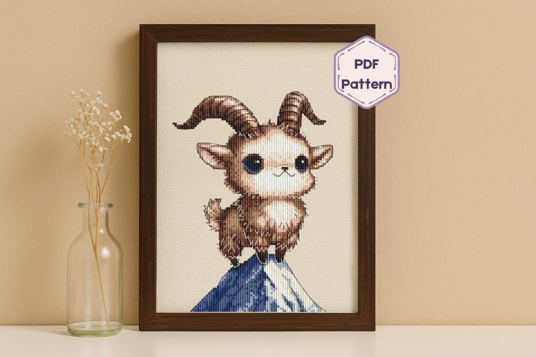 Cute Mountain Goat Cross Stitch Pattern, Kawaii Animal (PDF Pattern) - Etsy