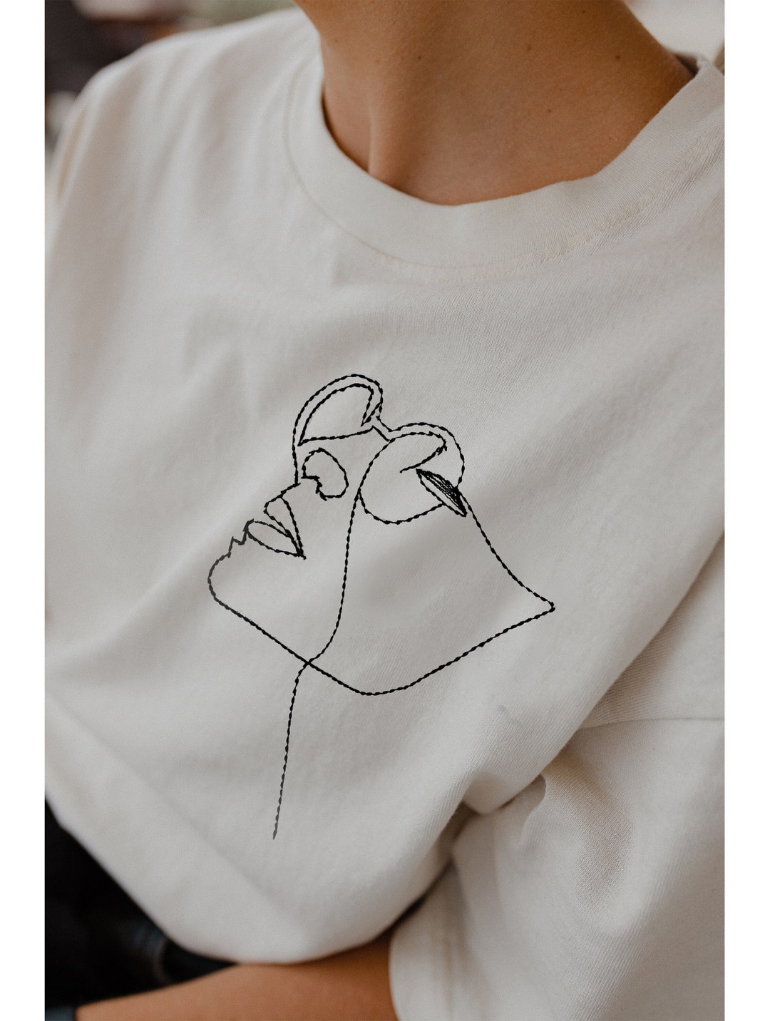 Minimalist Face Line Custom T-shirt Designers White T-shit Hand Made ...