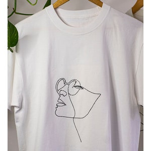 Minimalist Face Line Custom T-shirt Designers White T-shit Hand Made ...