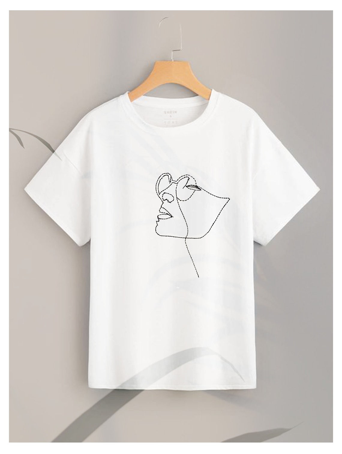 Minimalist Face Line Custom T-shirt Designers White T-shit Hand Made ...