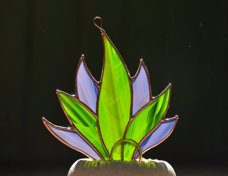 Stained Glass Agave Succulent Suncatcher, Stain Glass Plant Window ...