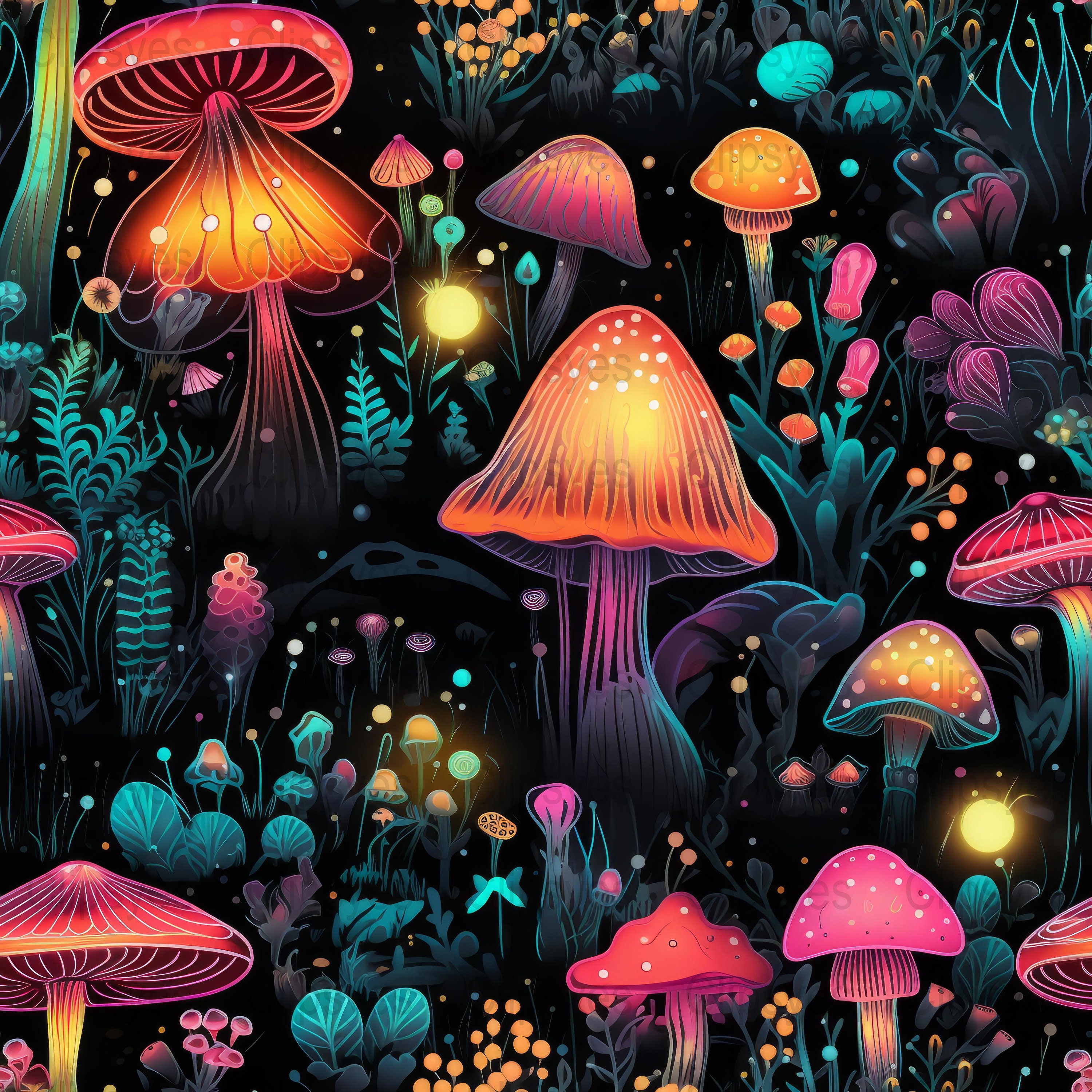 Psychedelic Mushroom Bog Seamless Pattern Repeating Pattern - Etsy