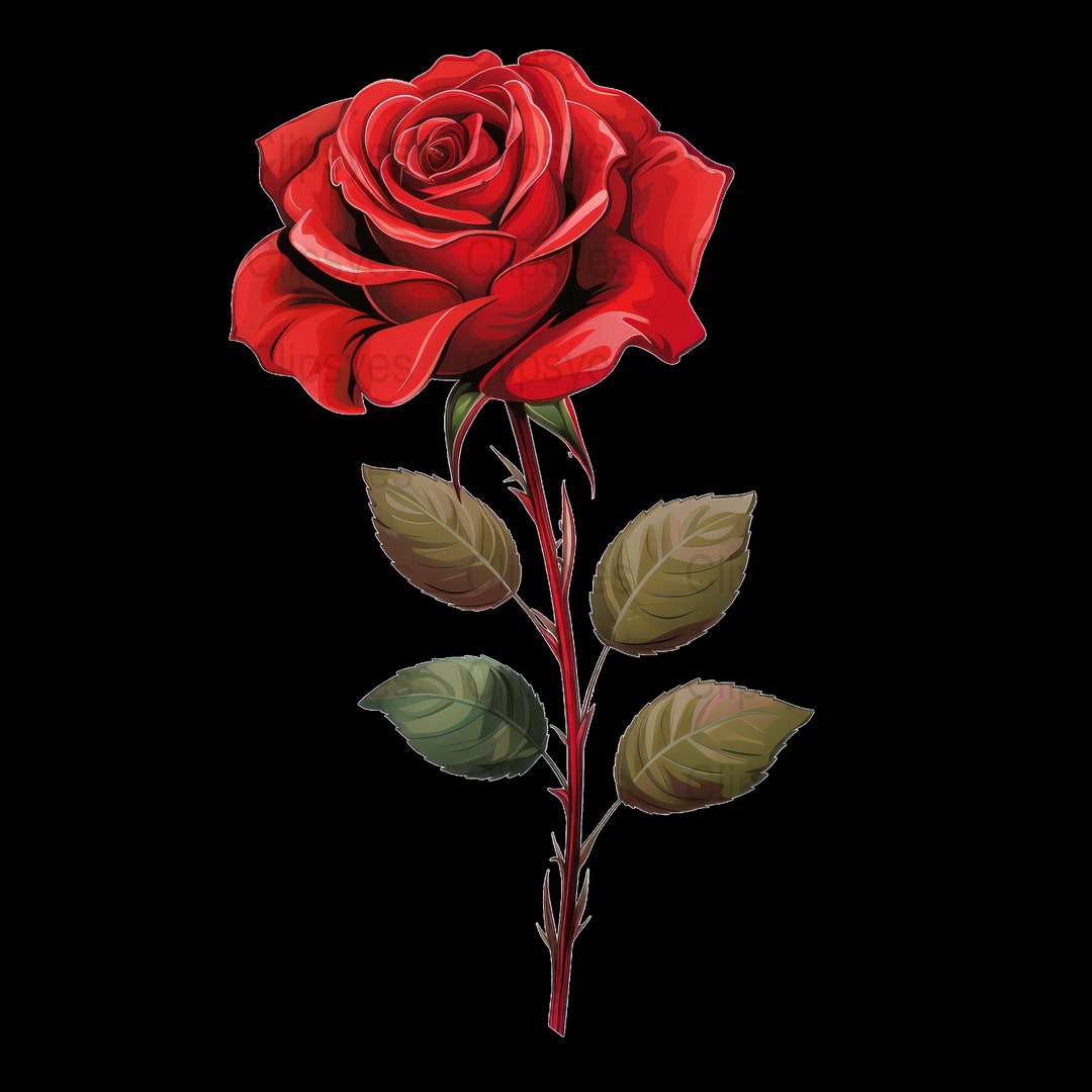 Curved Red Rose Clipart Flower Vector File SVG High - Etsy