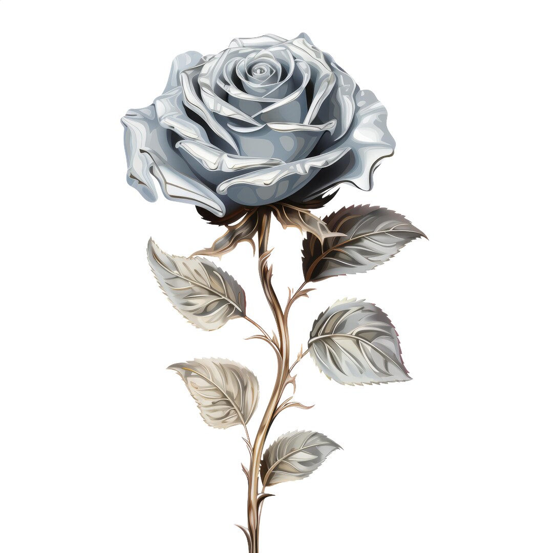 Metal Rose Clipart, Flower Vector File, SVG, High Resolution PNG ...