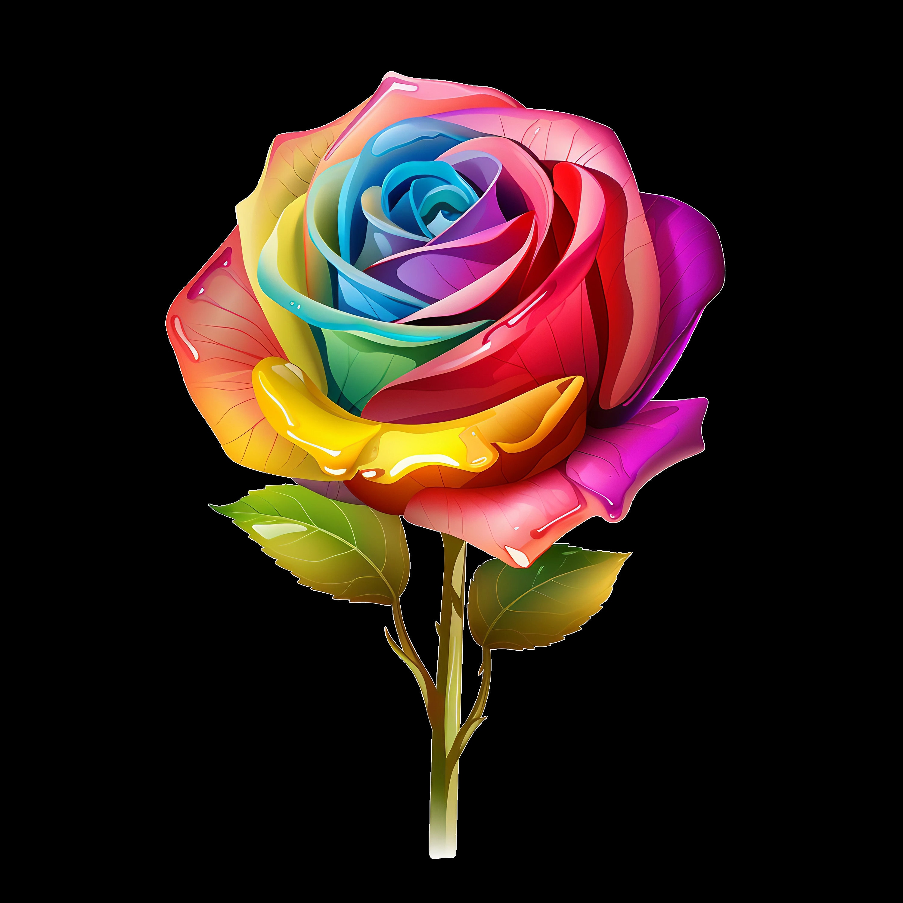 Rainbow Rose Clipart Flower Vector File SVG High Resolution - Etsy