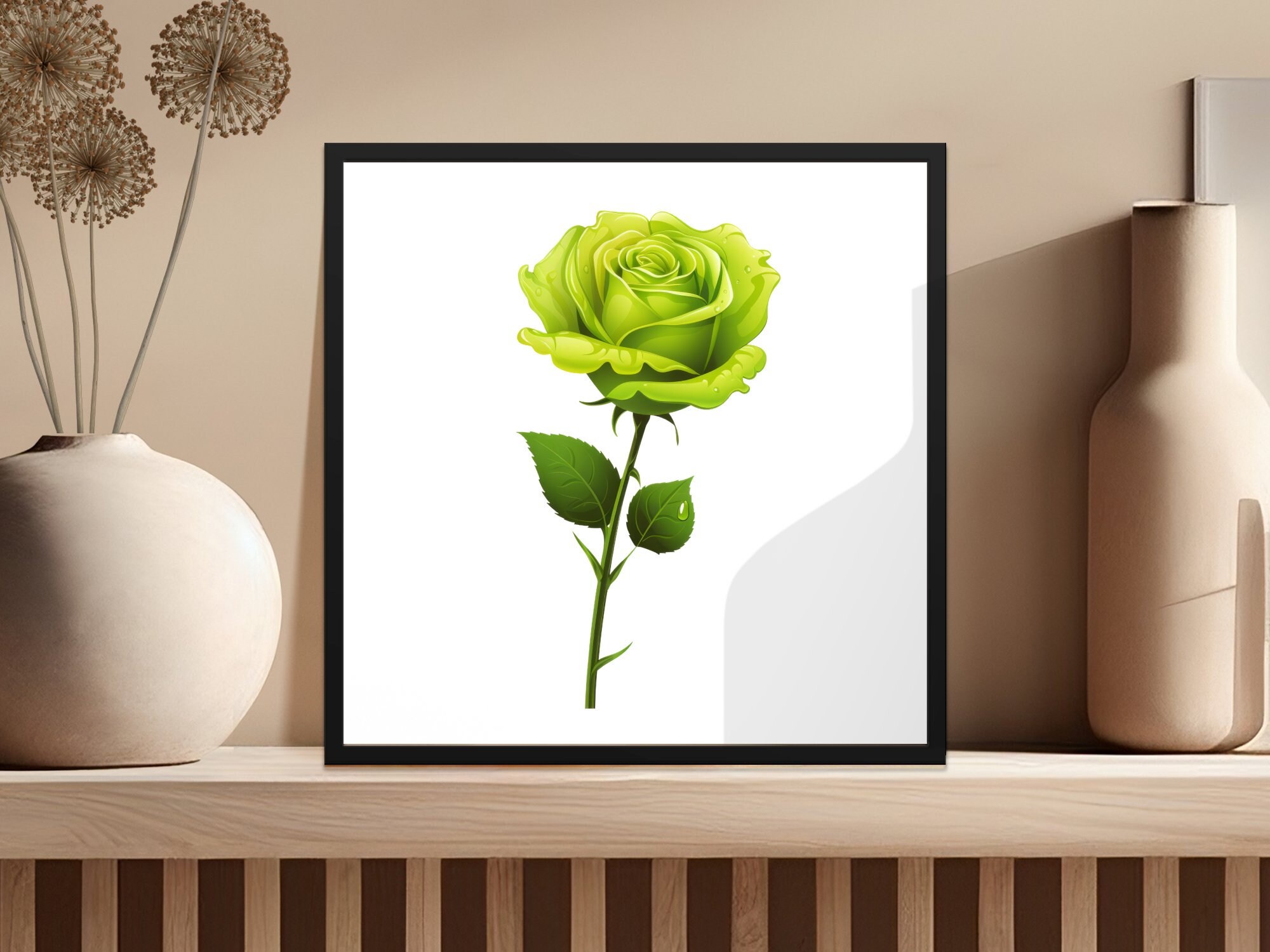 Bright Green Rose Clipart, Flower Vector File, SVG, High Resolution PNG ...
