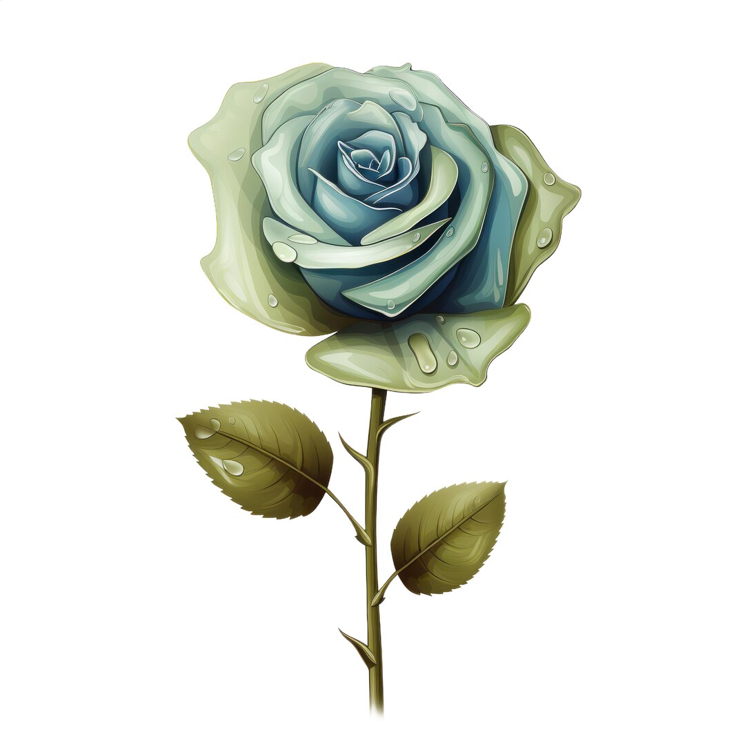 Green Rose Clipart Flower Vector File SVG High Resolution - Etsy