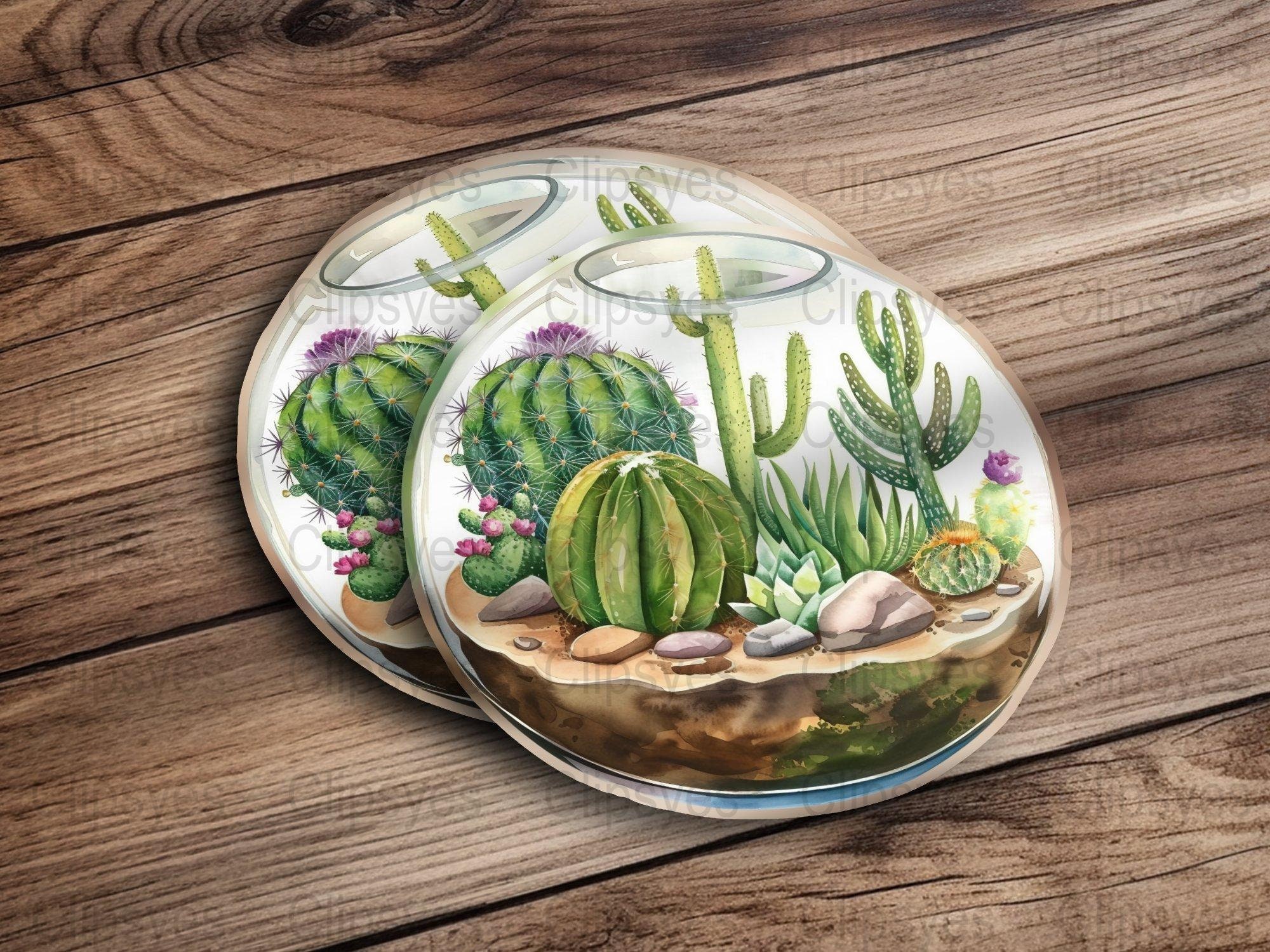 Watercolor Succulent Terrarium Clipart, Cactus Clip Art, PNG and SVG ...