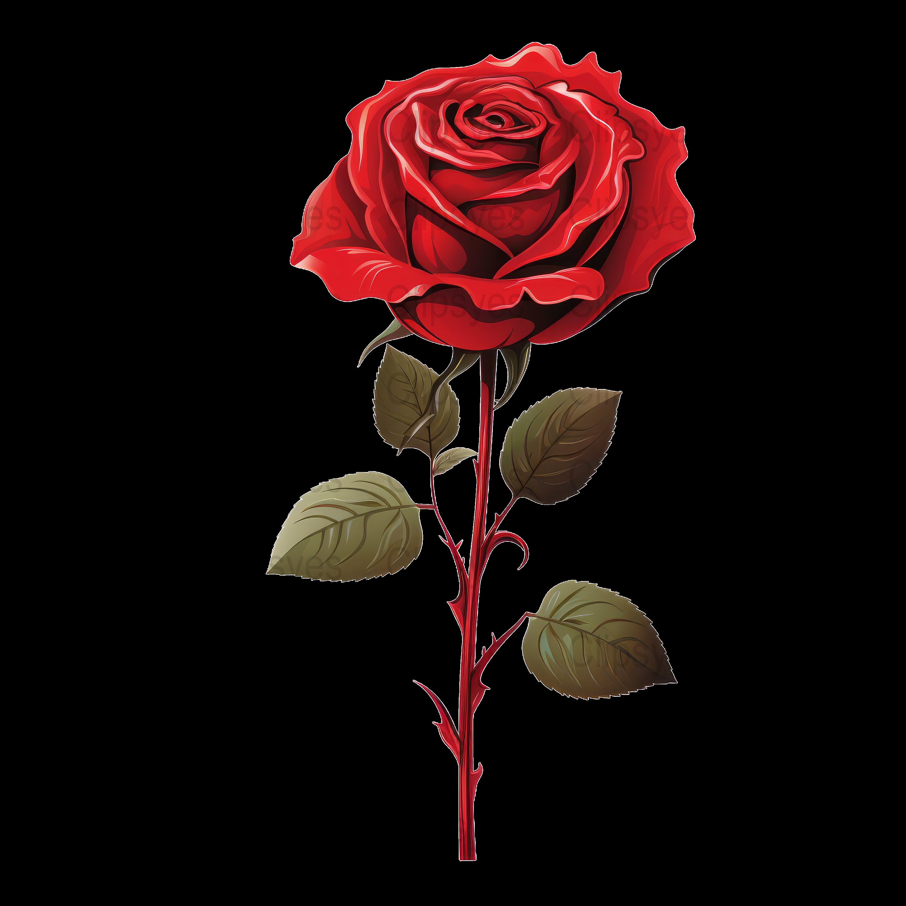 Straight Red Rose Clipart, Flower Vector File, SVG, High Resolution PNG ...