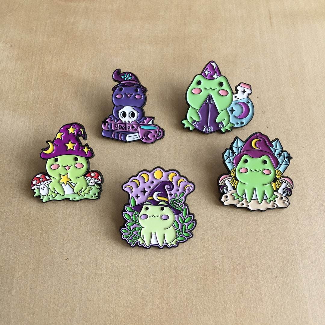 Soft Enamel Frog Pins. Kawaii, Plants, Cute, Funny Pins. for Backpack ...