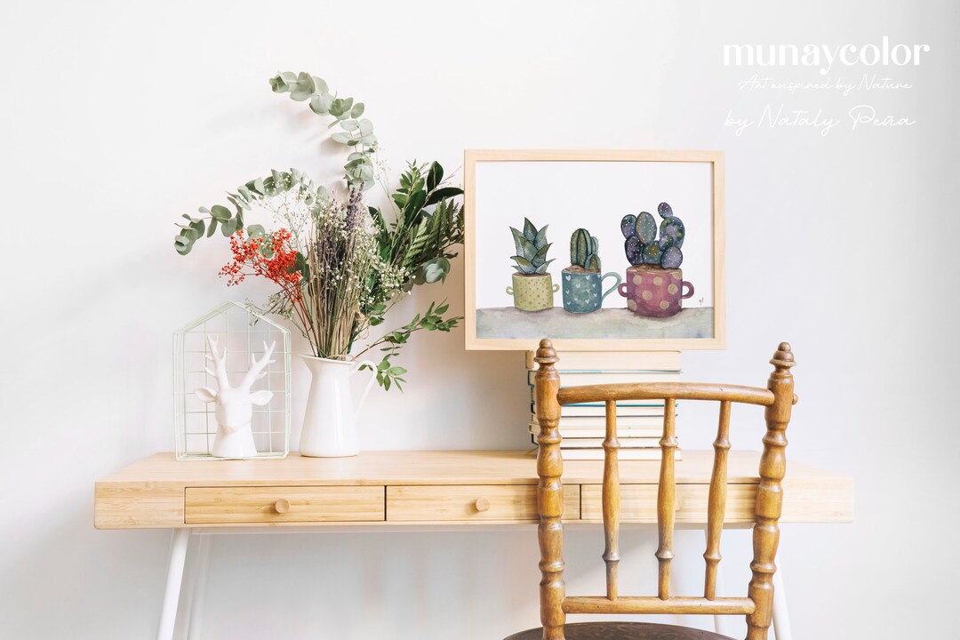 Succulent Watercolor/succulent Wall Art/illustration of Flowerpots ...