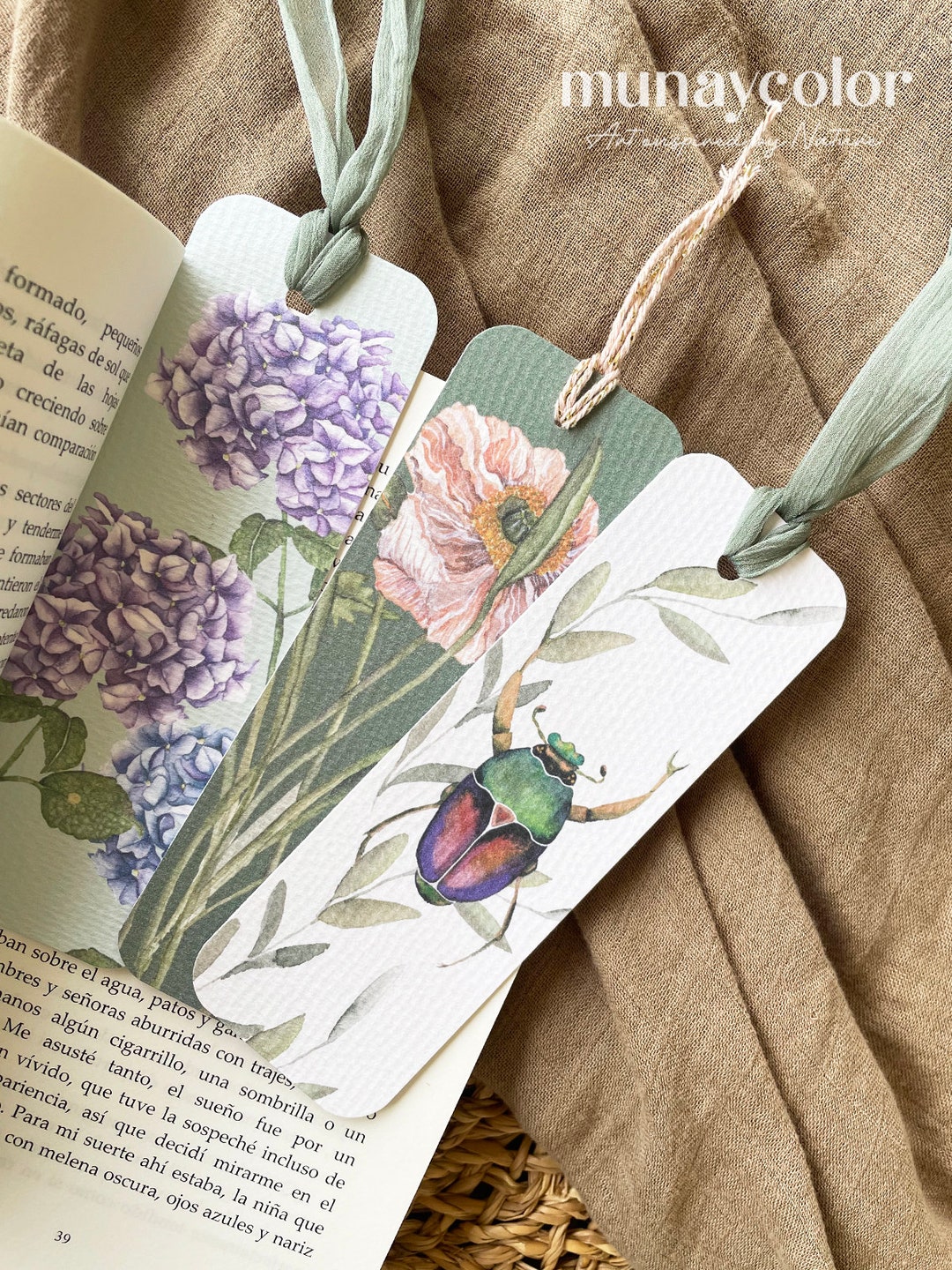 Set of 3 Watercolor Bookmark/ Book Lovers Gift/nature Lover Gifts ...