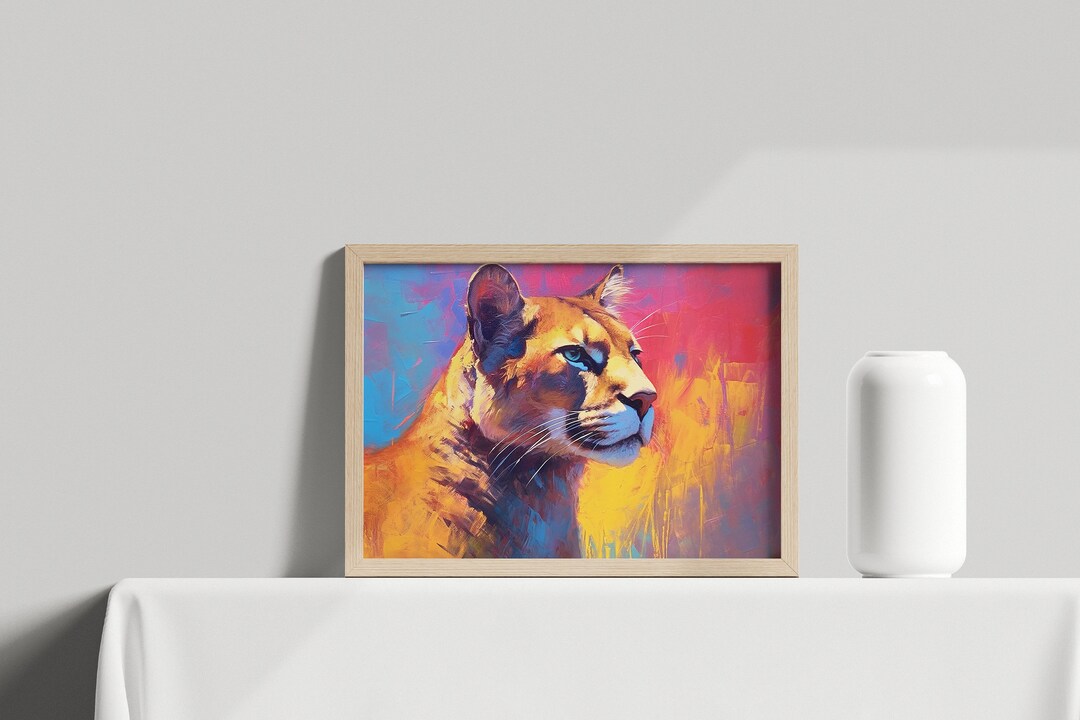 Portrait of Power Paco the Puma Art Print, Modern Wall Art, Acrylic ...