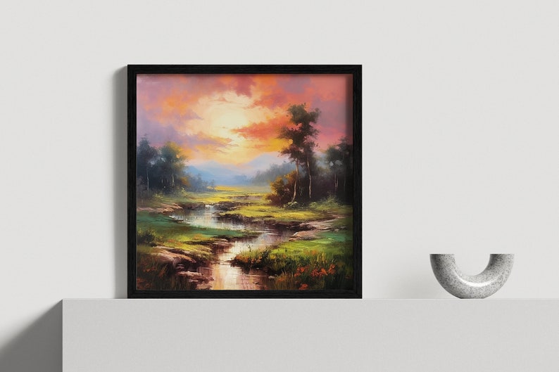 Numinous Nook Nature V6 Art Print, Modern Wall Art, Oil Painting ...