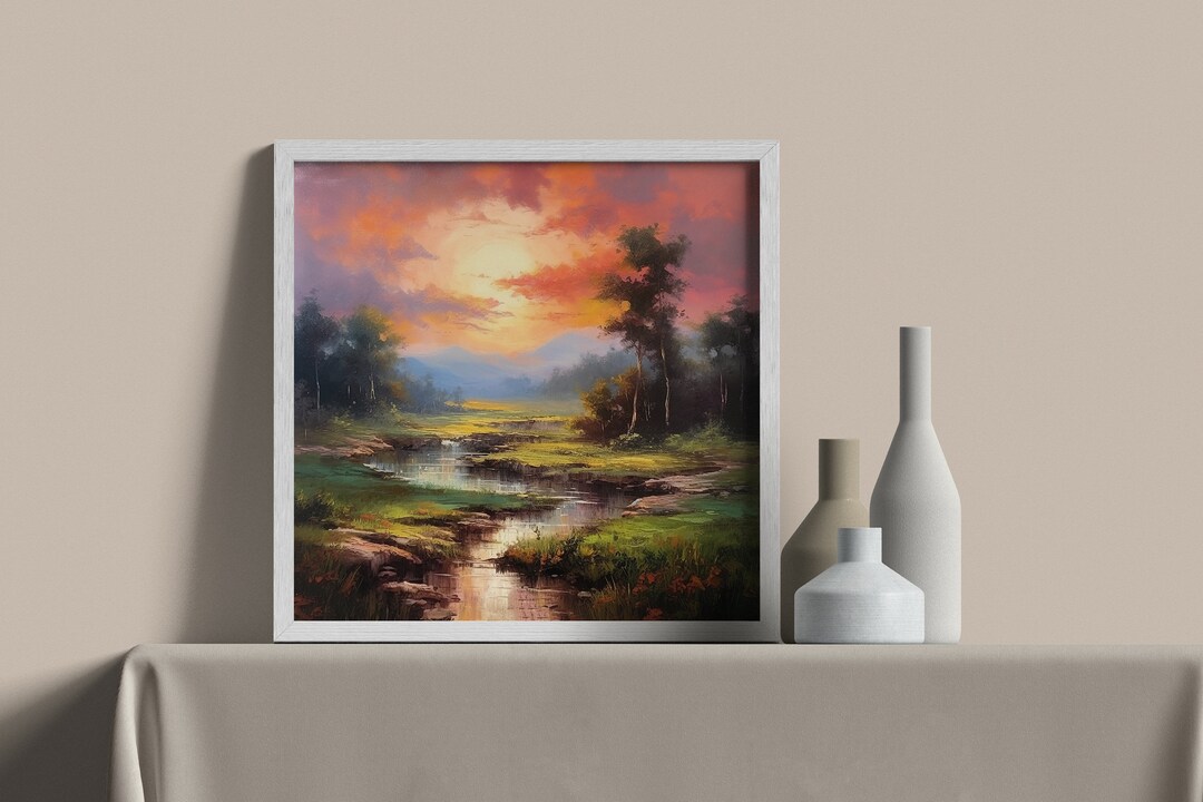 Numinous Nook Nature V6 Art Print, Modern Wall Art, Oil Painting ...