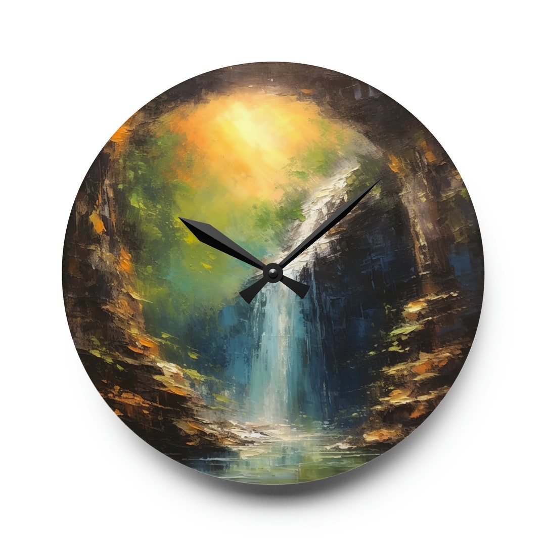 Waterfall Wish Acrylic Round Wall Clock - Etsy