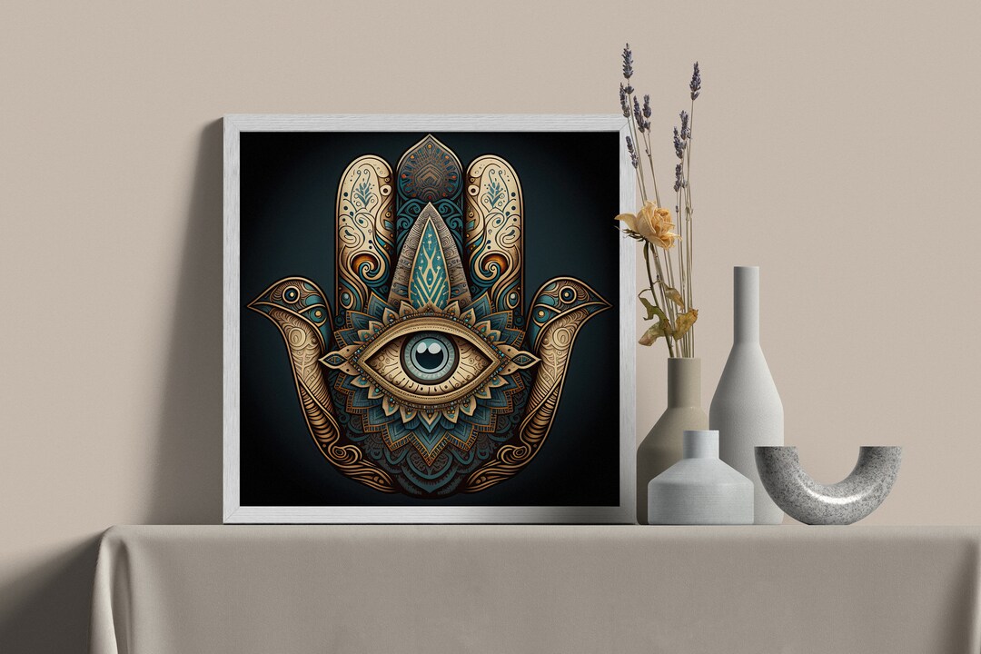 The Hamsa Healing Hand Art Print, Modern Wall Art, Abstract, Digital ...