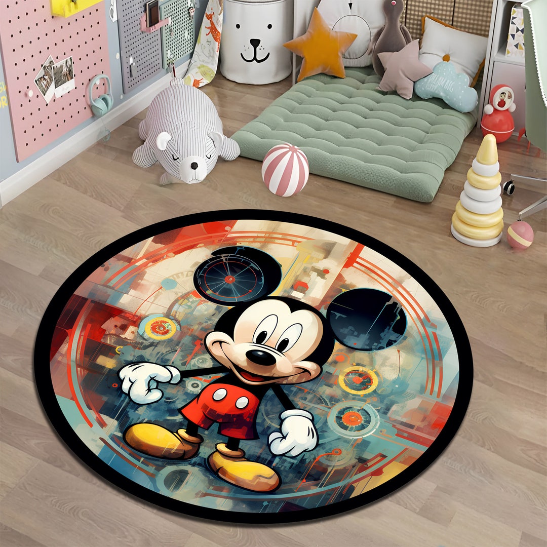 Mickey Rug Minnie Rug Round Rug Mickey Mouse Rug Kids Room - Etsy