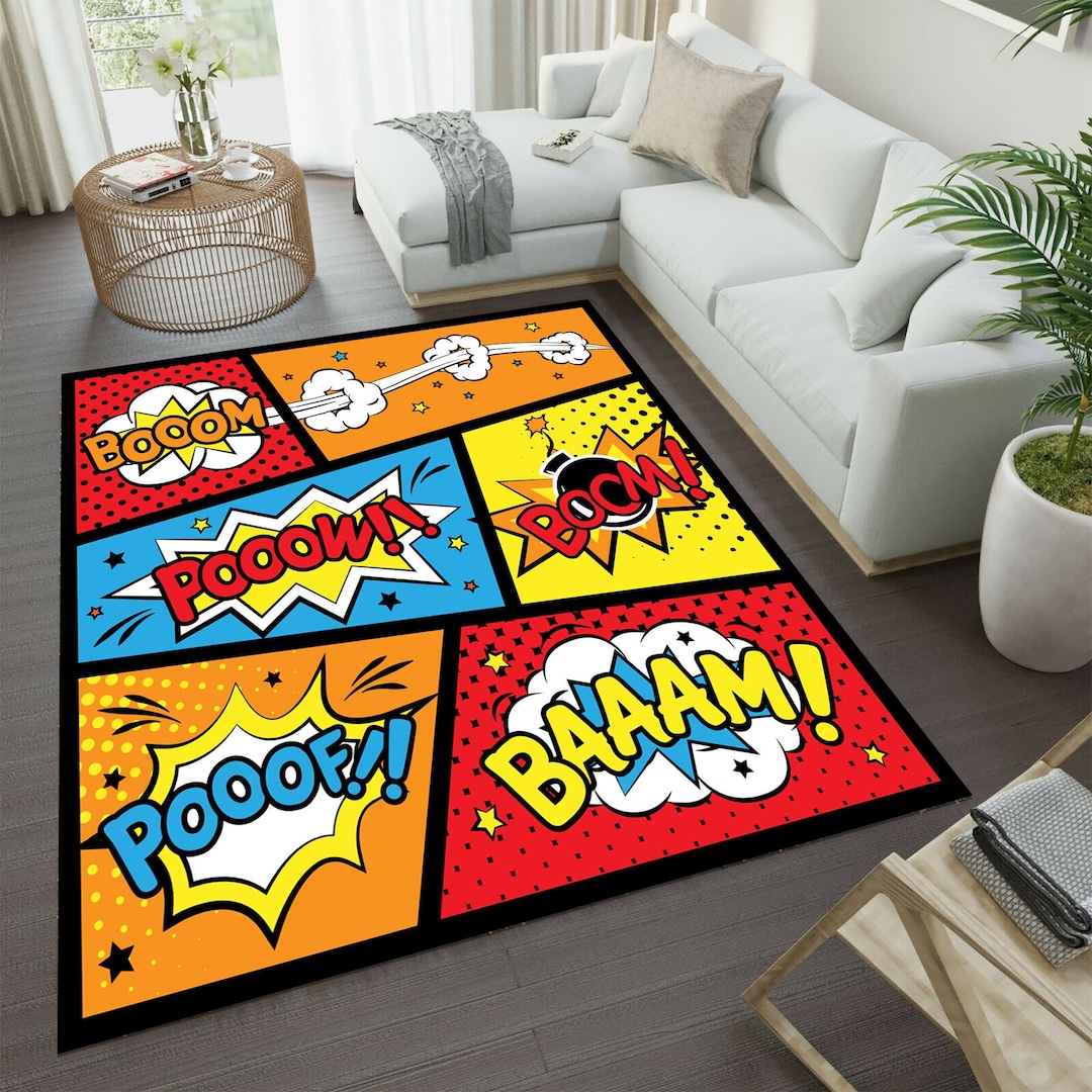 Pop Art Rug Comic Graffiti Rug Boom Art Rugmodern Art - Etsy