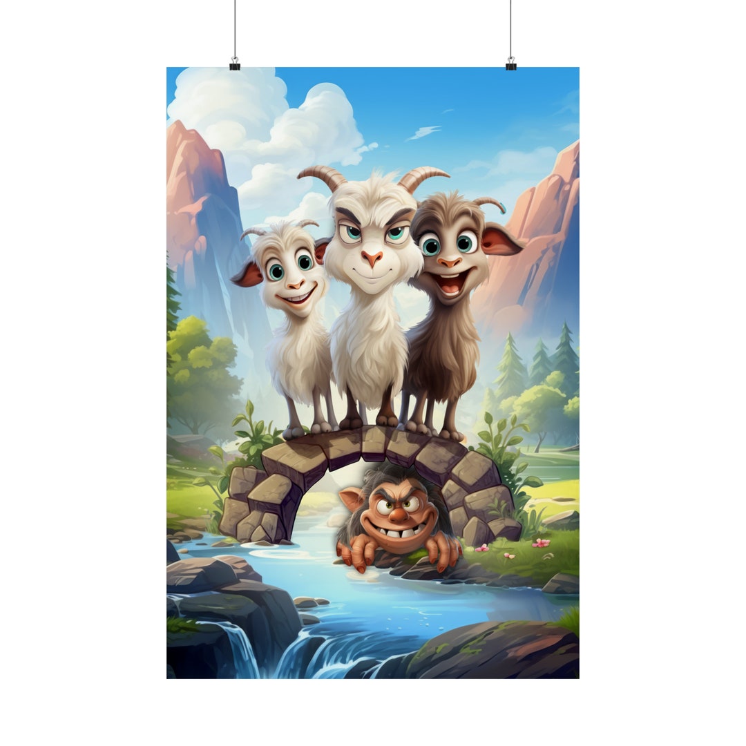 Kids Fairy Tale Poster -- Three Billy Goats Gruff - Etsy