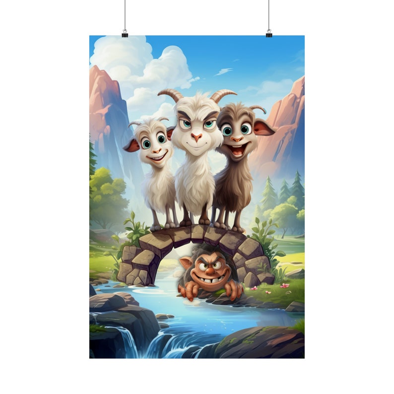 Kids Fairy Tale Poster -- Three Billy Goats Gruff - Etsy
