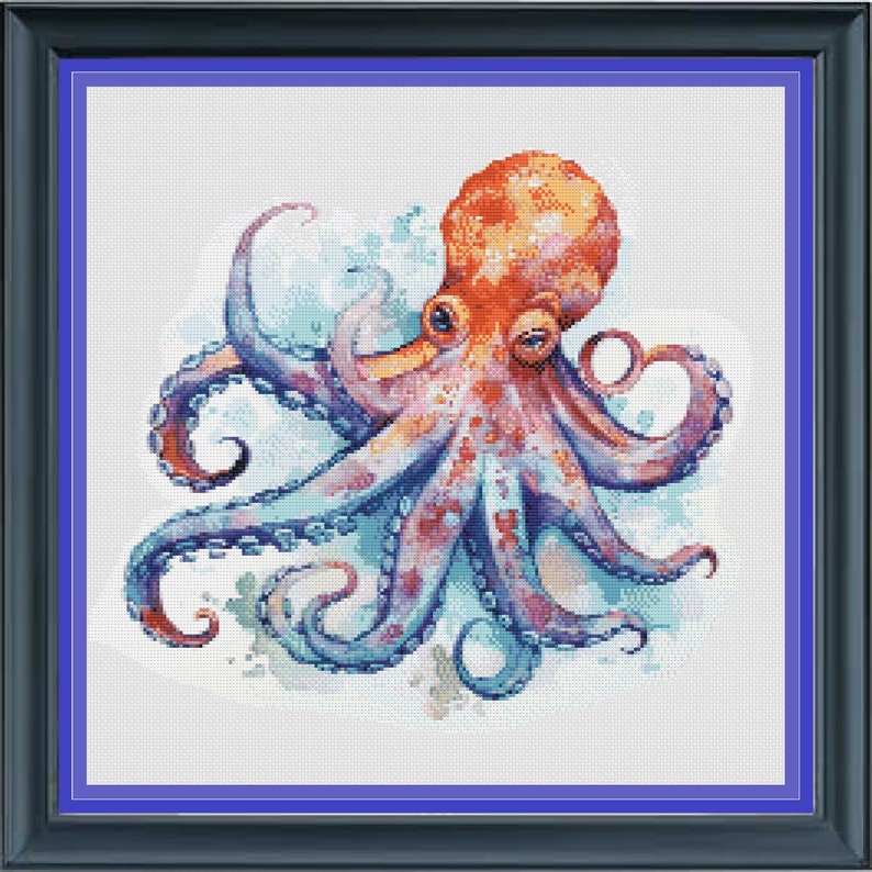 Watercolor Octopus Counted Cross Stitch Pattern - Etsy