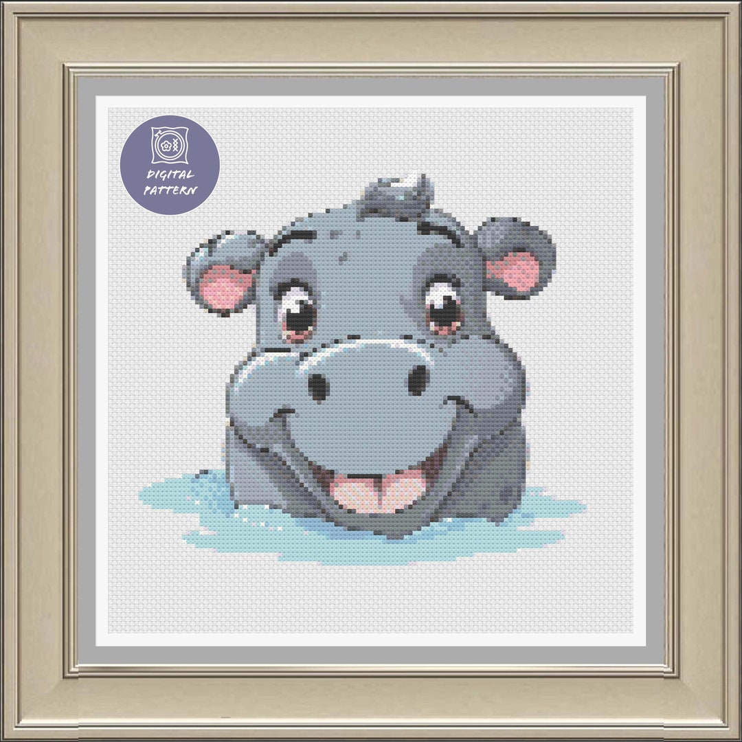 Baby Hippo Counted Cross Stitch Pattern - Etsy