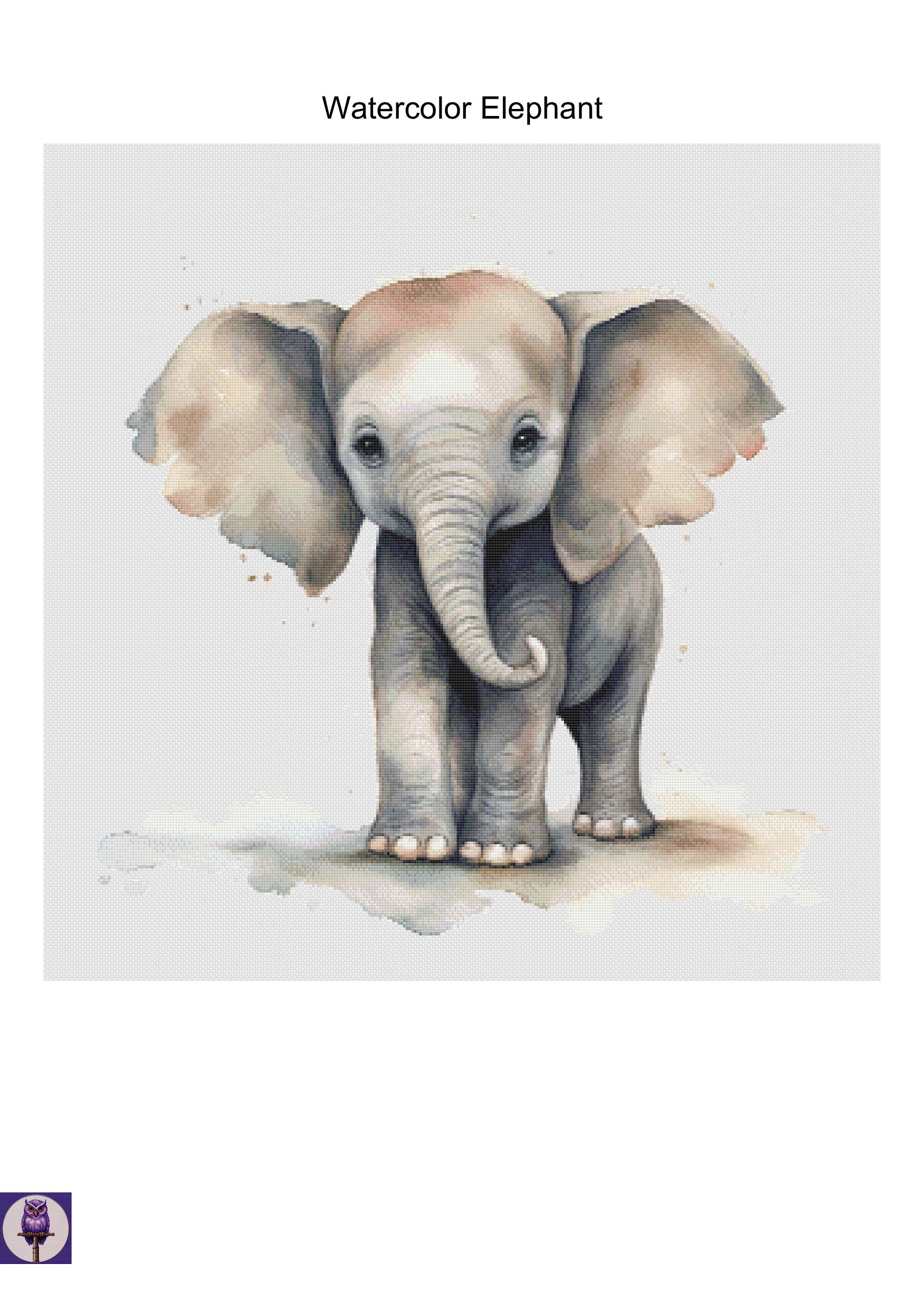 Watercolor Baby Elephant Counted Cross Stitch Pattern - Etsy